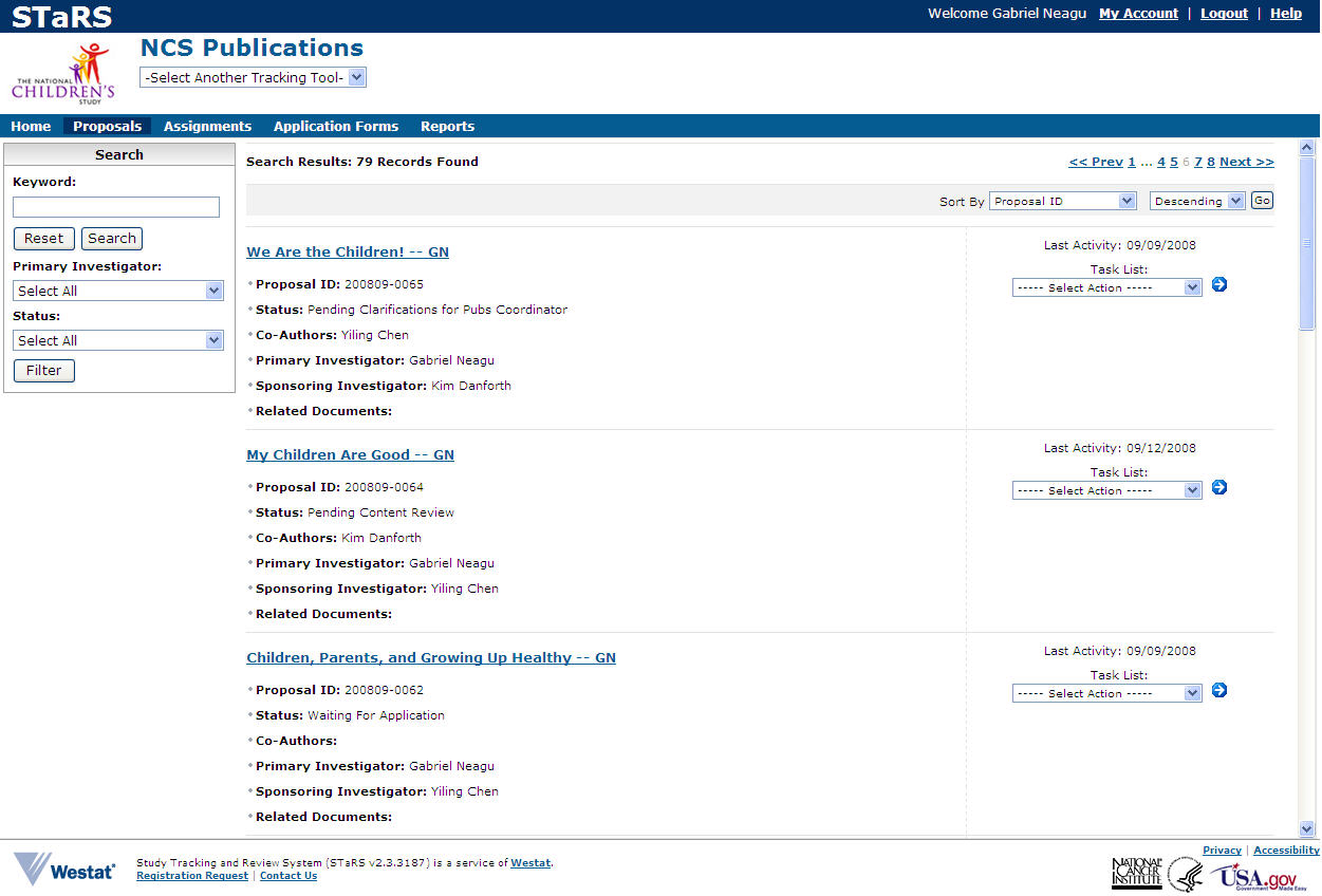 List of Proposals